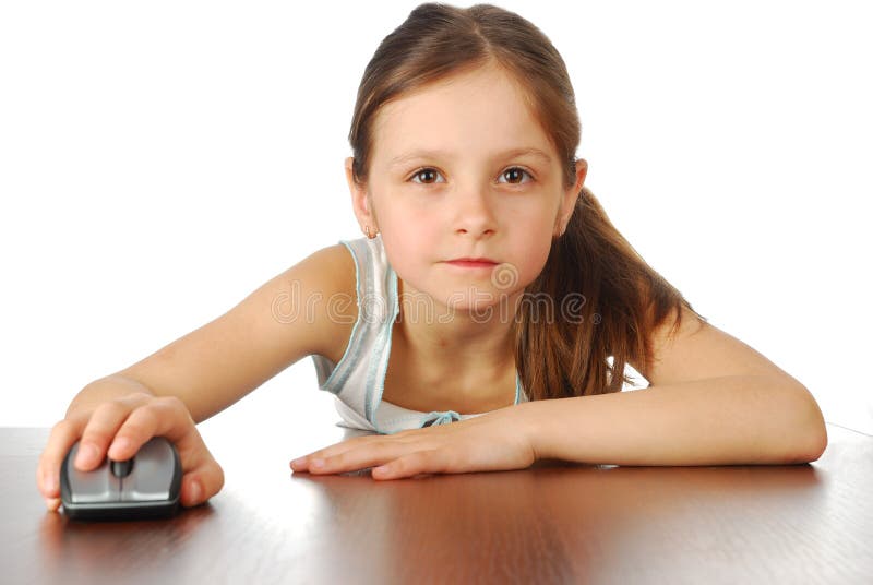 Girl with Her Computer Mouse Stock Photo - Image of computer, human ...