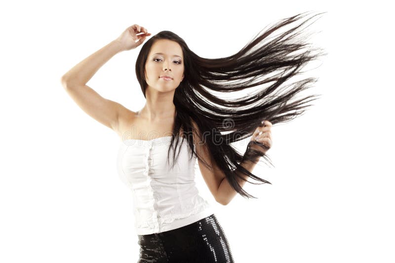 Girl Her Hair Beautifully Fly Stock Photos - Free & Royalty-Free Stock ...