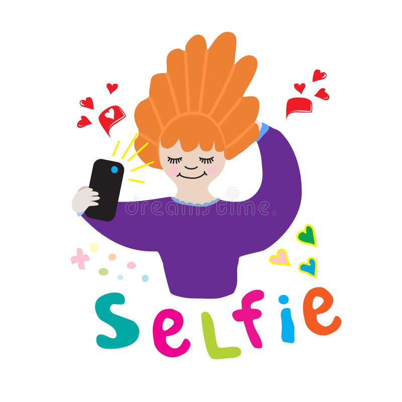 Cute Cartoon Girl Makes Selfie Stock Illustrations 265 Cute Cartoon