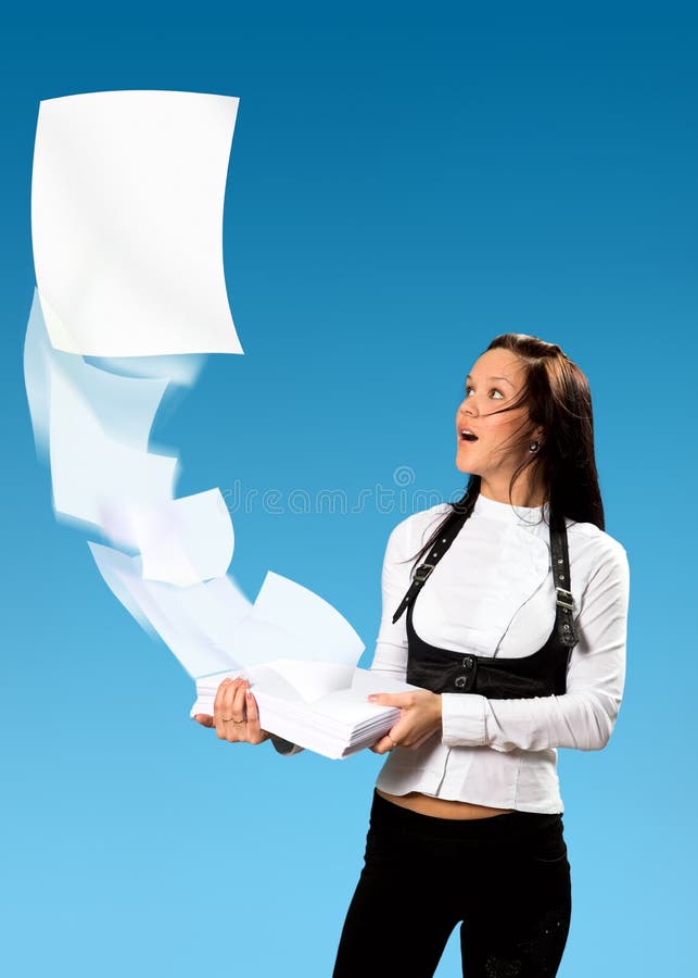 Girl and her papers stock photo. Image of copy, casual - 13450422