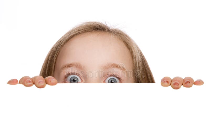 Girl hiding stock image. Image of afraid, cute, whitespace - 1996977