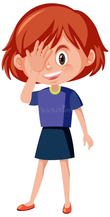 A Girl Hiding Her Eye with a Hand Stock Vector - Illustration of ...