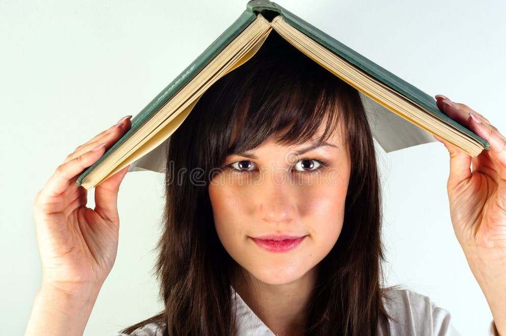 Girl hiding under book stock image. Image of green, little - 20978231
