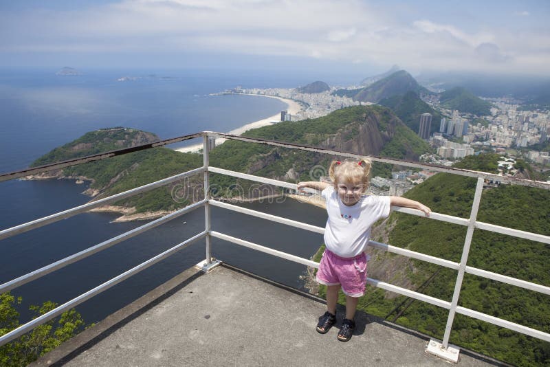 Girl at a High Viewing Platform Stock Photo - Image of hill, nature ...