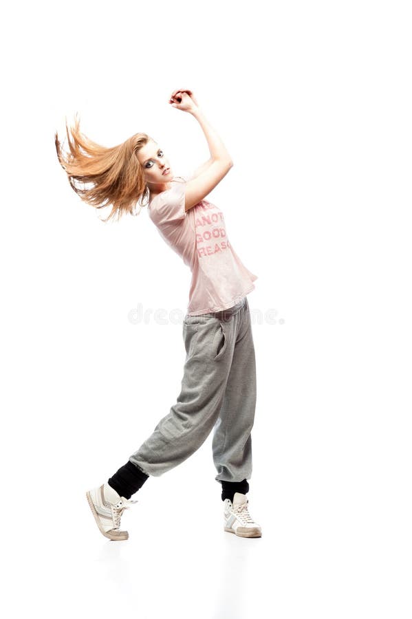 Girl hip-hop dancer stock photo. Image of length, isolated - 27556904