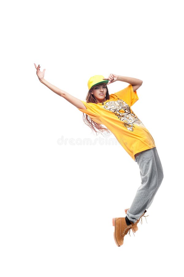 Girl hip-hop dancer stock image. Image of gray, brown - 27594179