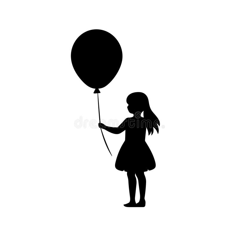 Girl Holding Balloon Black Icon on White Background. Girl Holding ... Girl Holding Balloon Black Icon on White Background. Girl Holding ...