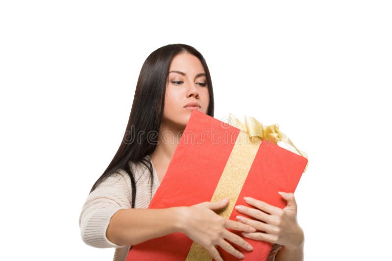 Girl Holding a Big Box Off Gift Stock Photo - Image of lady, face: 63748936