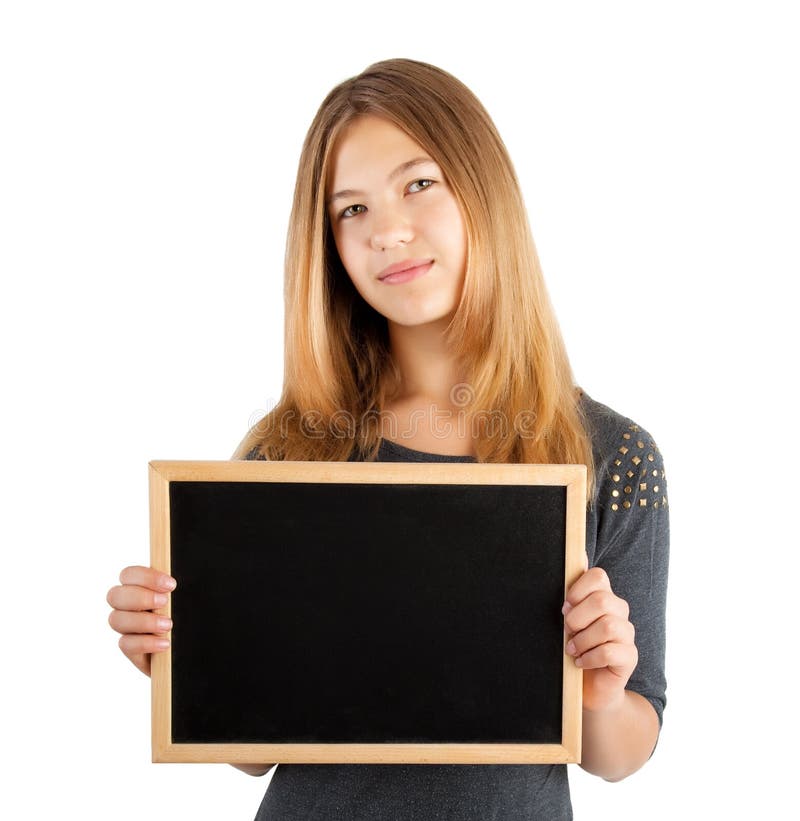 Girl holding board stock image. Image of child, copyspace - 45247415