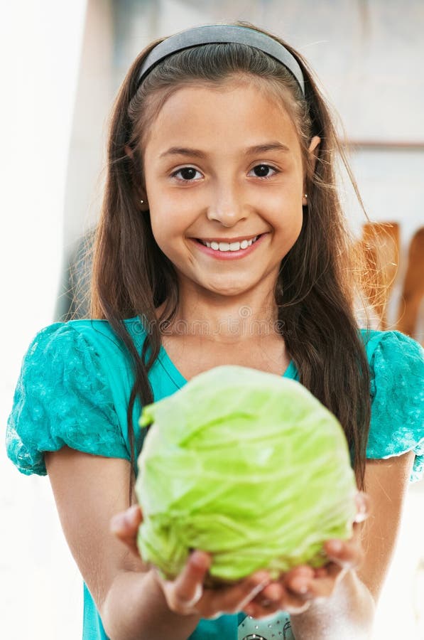 Young Girl Eating Bowl of Vegetables Stock Photo - Image of portrait ...