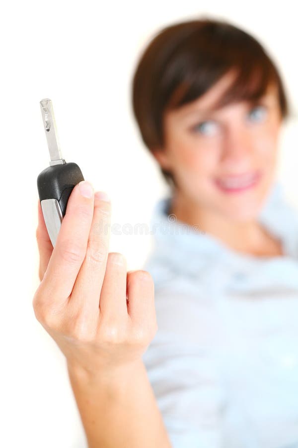 Girl holding car key stock image. Image of brunette, human - 20924149