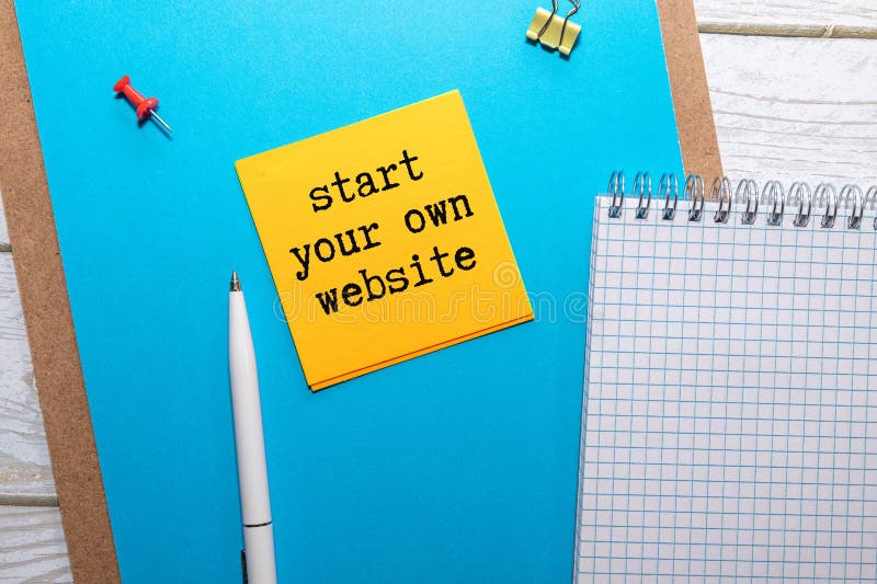 Girl Holding a Card with Text Start Your Own Website. Stock Photo ... Girl Holding a Card with Text Start Your Own Website. Stock Photo ...