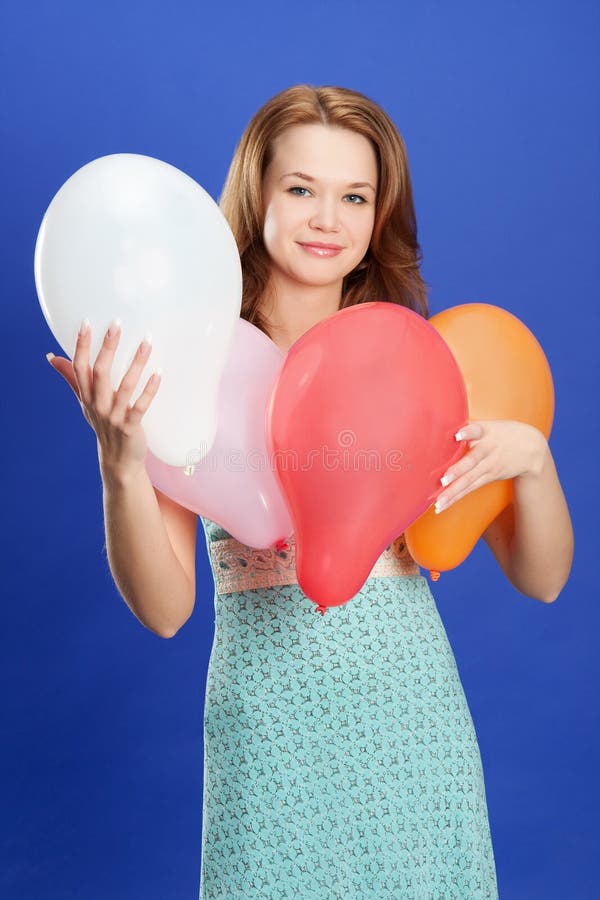 Girl Holding Color Balloons Stock Image - Image of portrait, vibrant ...