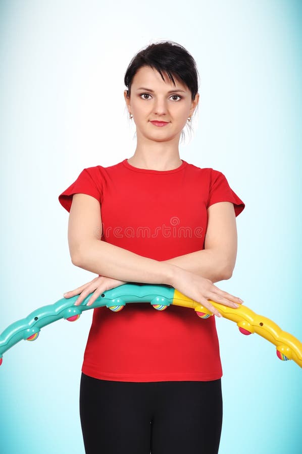 Girl with Hula Hoop Doing Gymnastics Stock Photo - Image of isolated ...