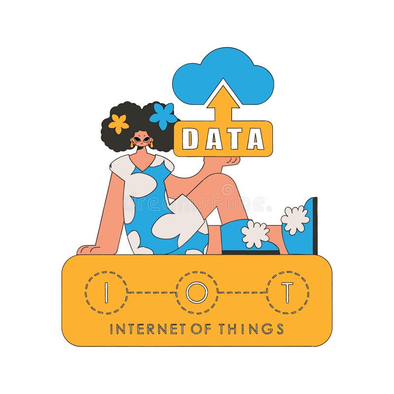 Girl Holding a Disk Filled with Data in Her Hands. Stock Vector ...