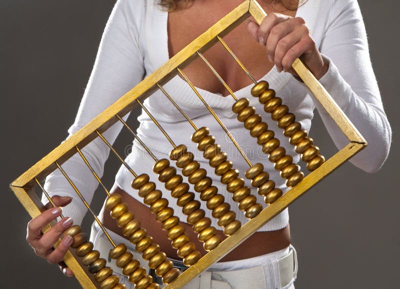Girl Holding a Golden Abacus Stock Image - Image of color, golden: 14404133
