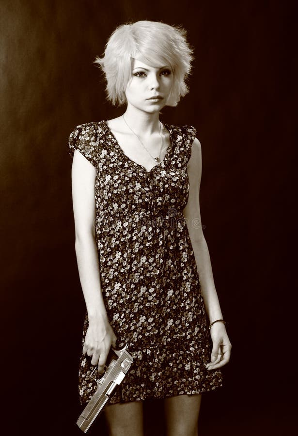 Girl holding gun stock photo. Image of beauty, attractive - 22319542