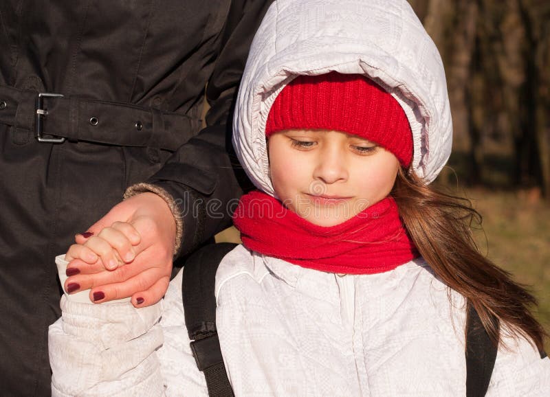 Girl Holding the Hand of Mother Stock Photo - Image of togetherness ...