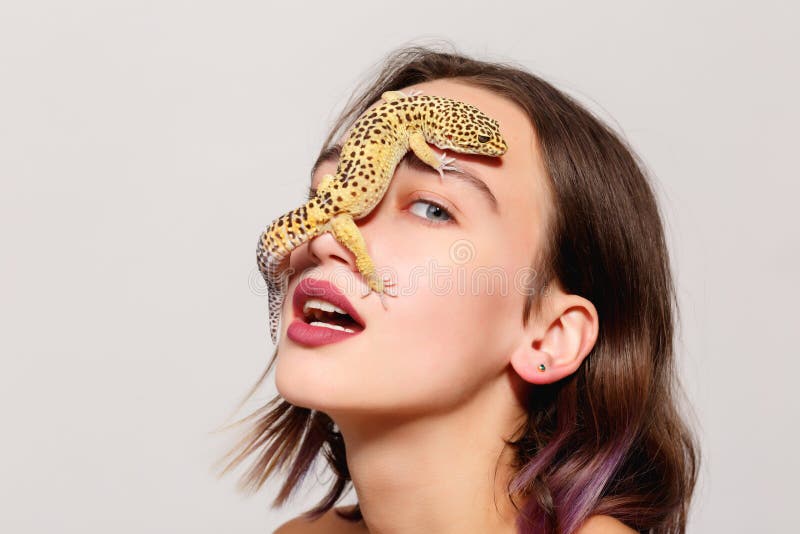 Girl with lizard stock photo. Image of young, white, desert - 13860084