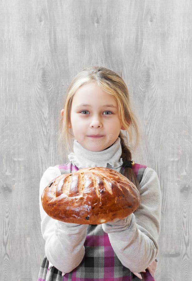 Girl Holding a Loaf of Bread Stock Image - Image of females, beautiful ...