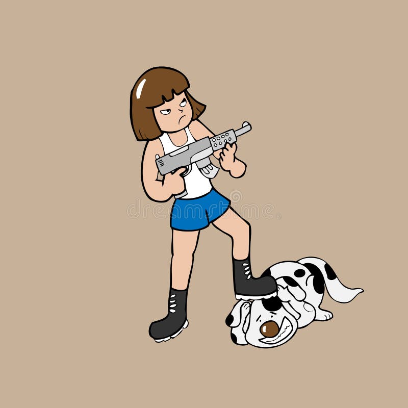 Little Girl With Gun Drawing