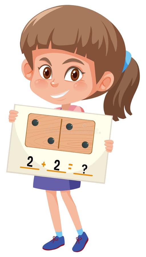 A Girl Holding Math Question Card Stock Vector - Illustration of ...