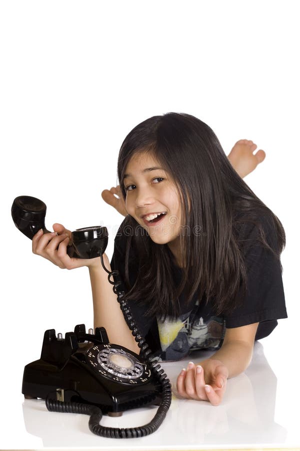 Girl Holding Old Rotary Phone Stock Image - Image of rotary, happy ...
