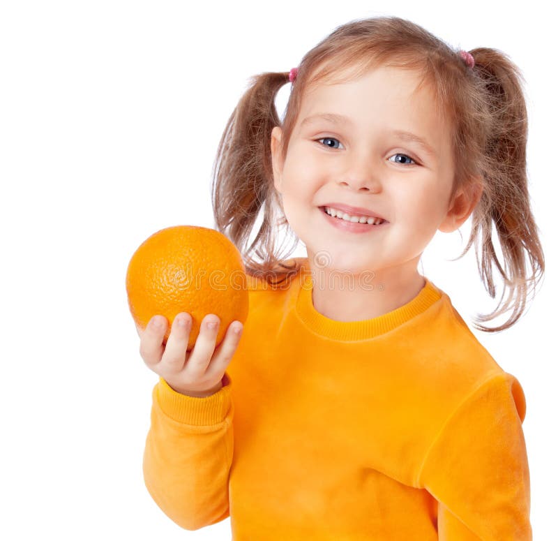 Child with orange stock photo. Image of fresh, holding - 37094174