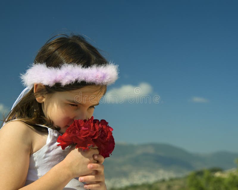 Girl holding red roses stock image. Image of female, little - 5144583