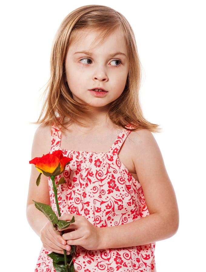 Girl Holding Rose stock photo. Image of curious, gesture - 78837492