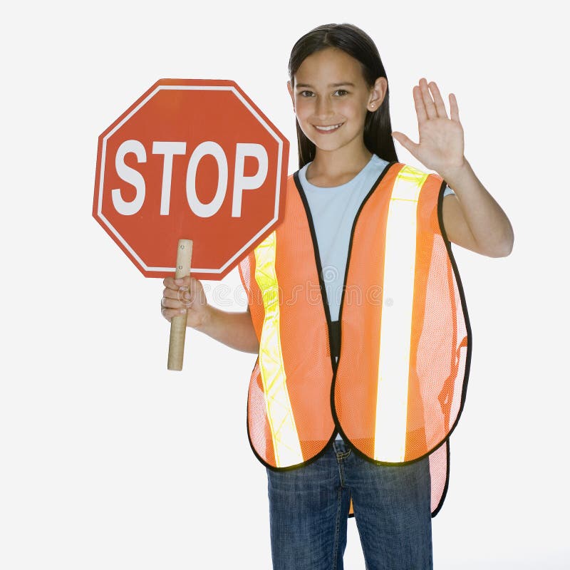 Girl holding stop sign stock image. Image of young, sign - 3523457