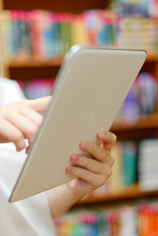 Girl holding tablet stock image. Image of people, clever - 95393555