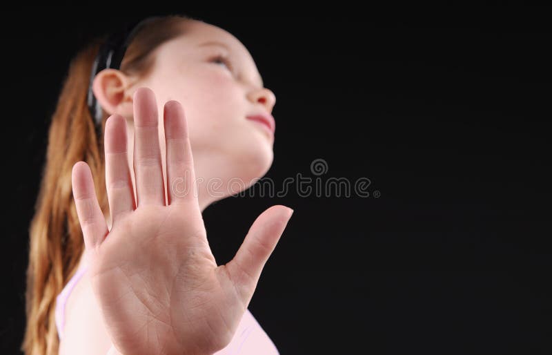 Girl Holding Up Hand stock photo. Image of displeased - 4581806