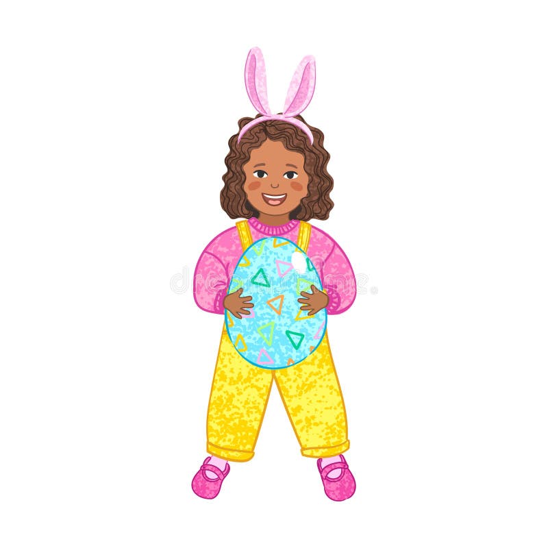 Girl Holds a Big Easter Egg Colorful Illustration Stock Illustration ...