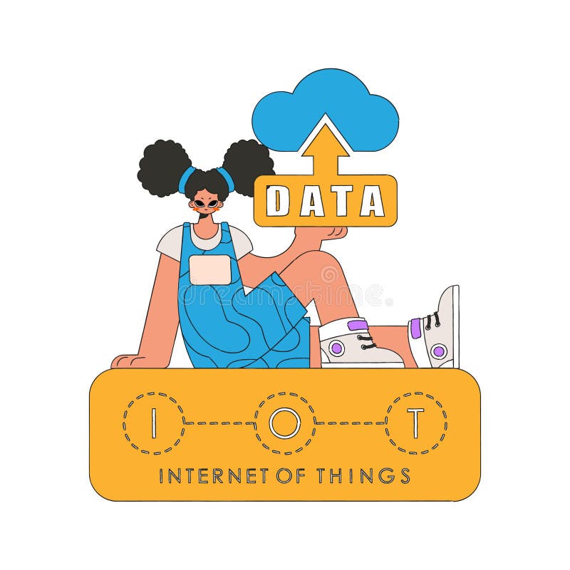 Girl Holds Cloud Storage in Her Hands. Stock Vector - Illustration of ...