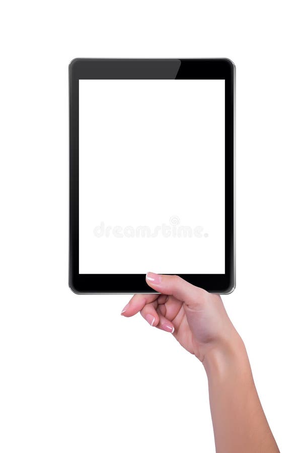 Girl Holds in Hand a Tablet Computer Stock Image - Image of advertise ...