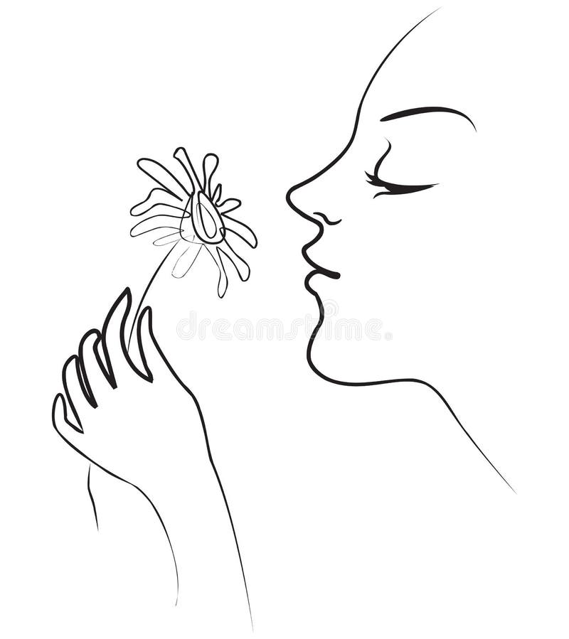 Human Smelling Flower Stock Illustrations – 31 Human Smelling Flower ...