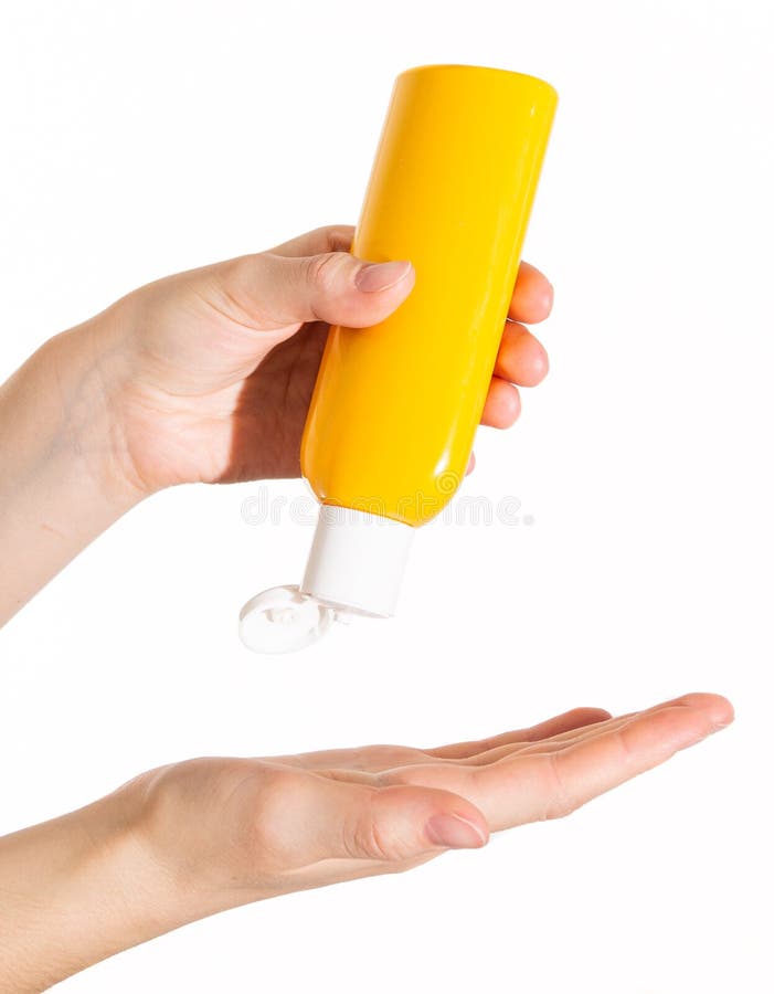 The Girl Holds a Jar of Shampoo in Her Hands Stock Photo - Image of ...