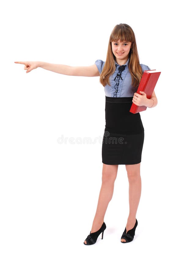 Girl Holds the Red Book. Also Specifies Hand a Direction Stock Image ...