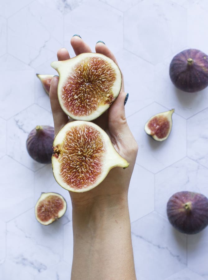 Girl Holds Ripe Figs in Hand Stock Image - Image of table, ripe: 156536807