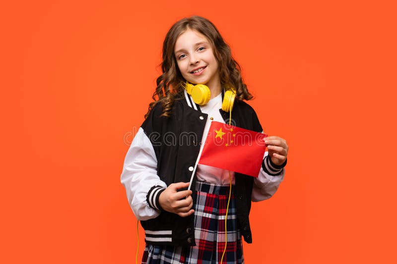 Girl Holds Small Flag China Stock Photo - Image of putonghua, child ... Girl Holds Small Flag China Stock Photo - Image of putonghua, child ...