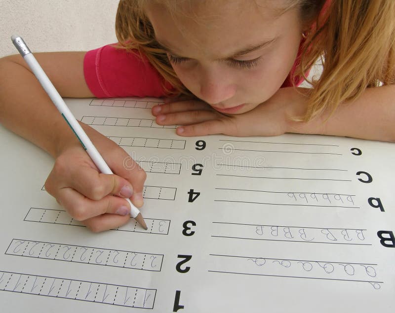 Girl and Homework (numbers and Types) Stock Photo - Image of ...