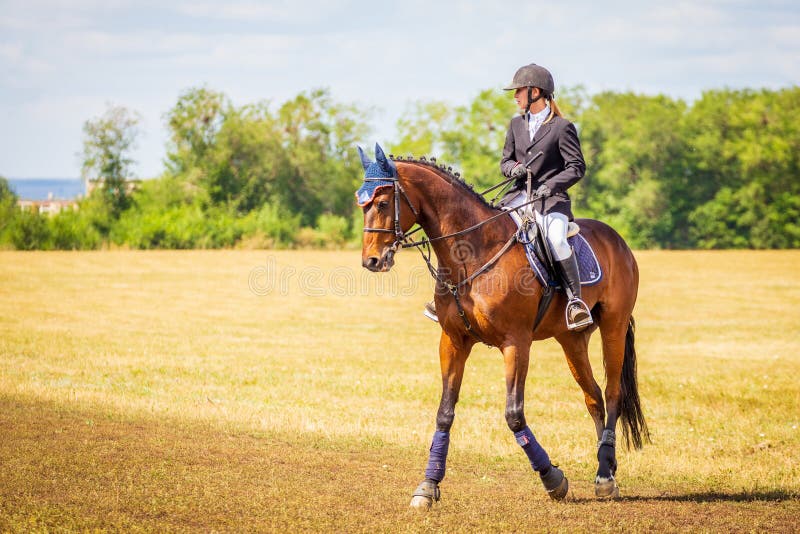 A Girl on Horseback Participates in Horse Races at the Equestrian ... A Girl on Horseback Participates in Horse Races at the Equestrian ...