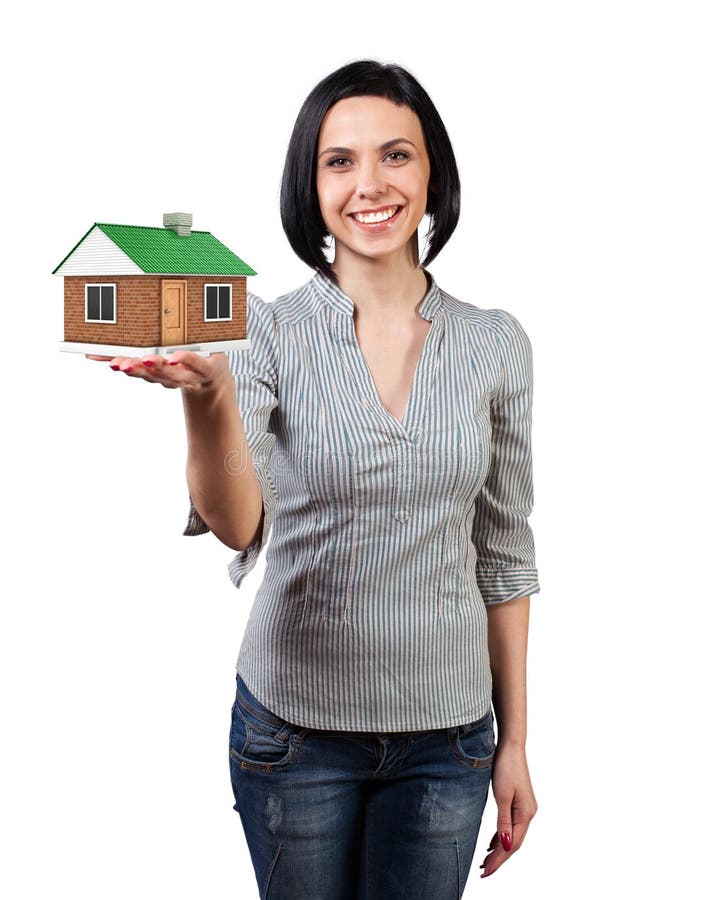 Girl with a house stock image. Image of housing, beautiful - 30346373