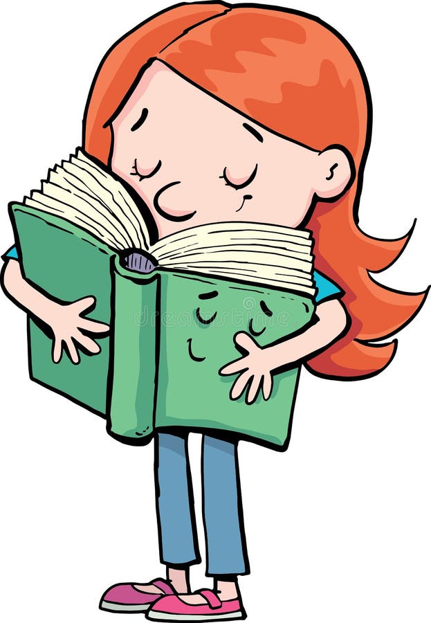Girl Hugging a Book with Love Stock Vector - Illustration of cartoon ...
