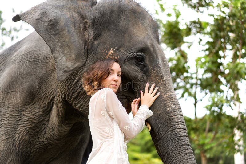 Girl Hugging an Elephant in the Jungle Stock Photo - Image of laos ...