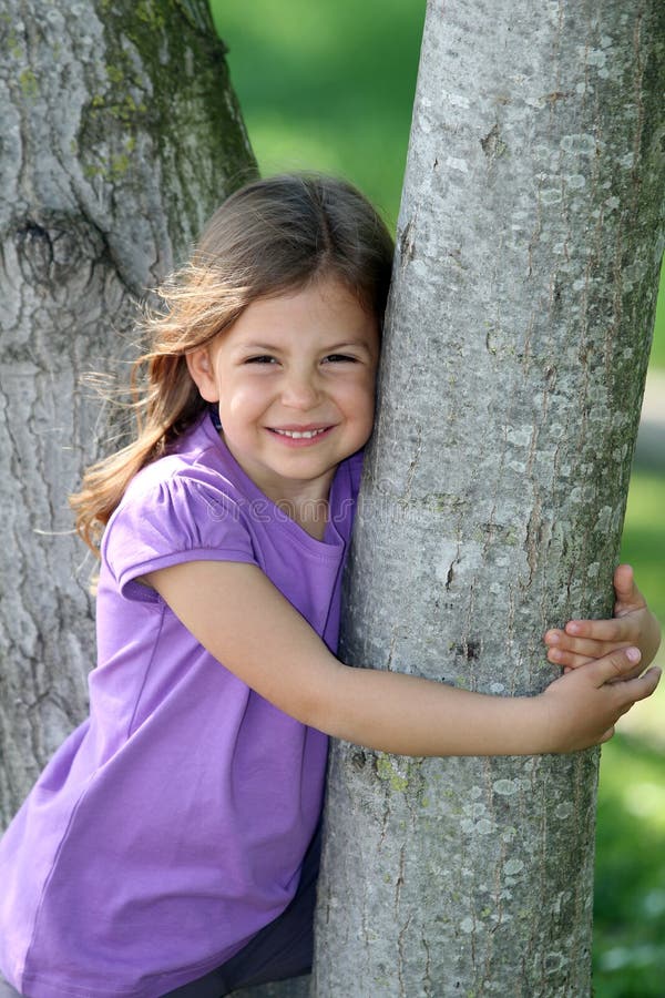 Girl hugging tree stock photo. Image of rural, beauty - 13836236