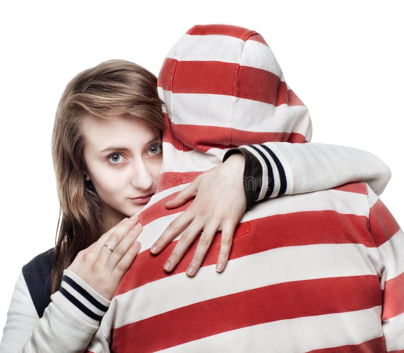 Girl hugging a young man stock photo. Image of happy - 24509982