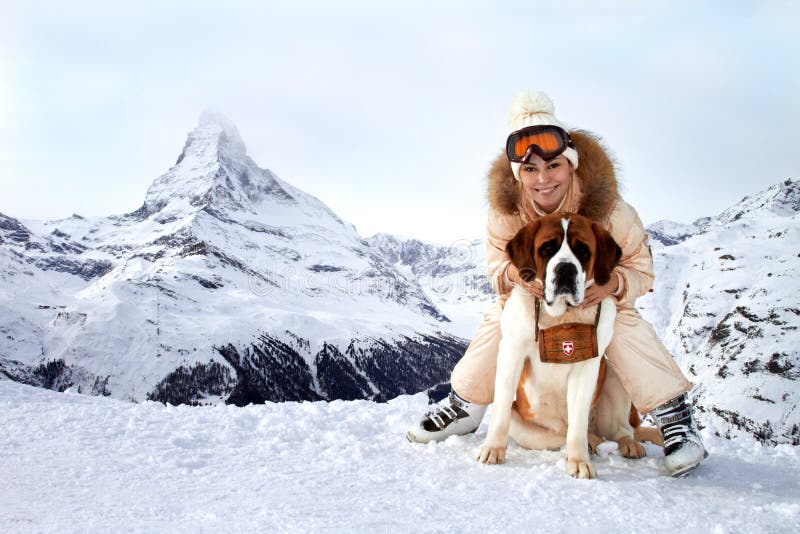 Girl hugs a dog-saver stock photo. Image of switzerland - 18598938