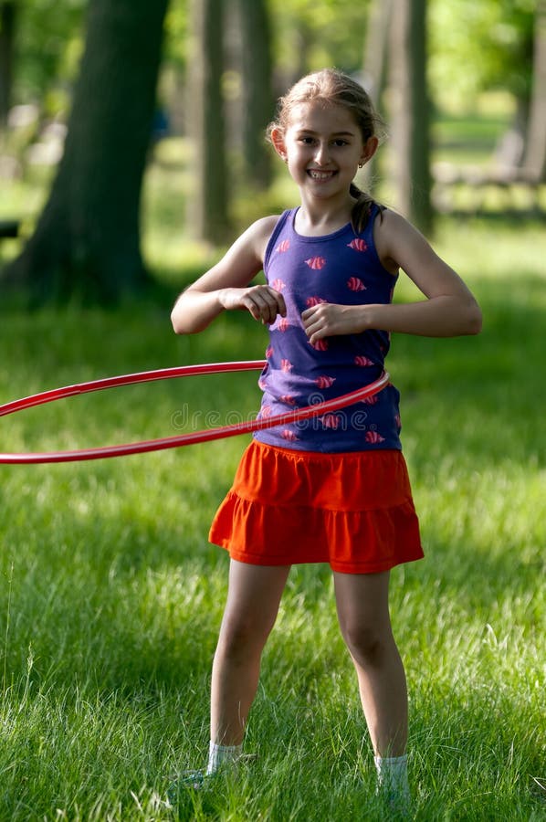 Girl Hula Hooping stock image. Image of blond, aged, coordination ...